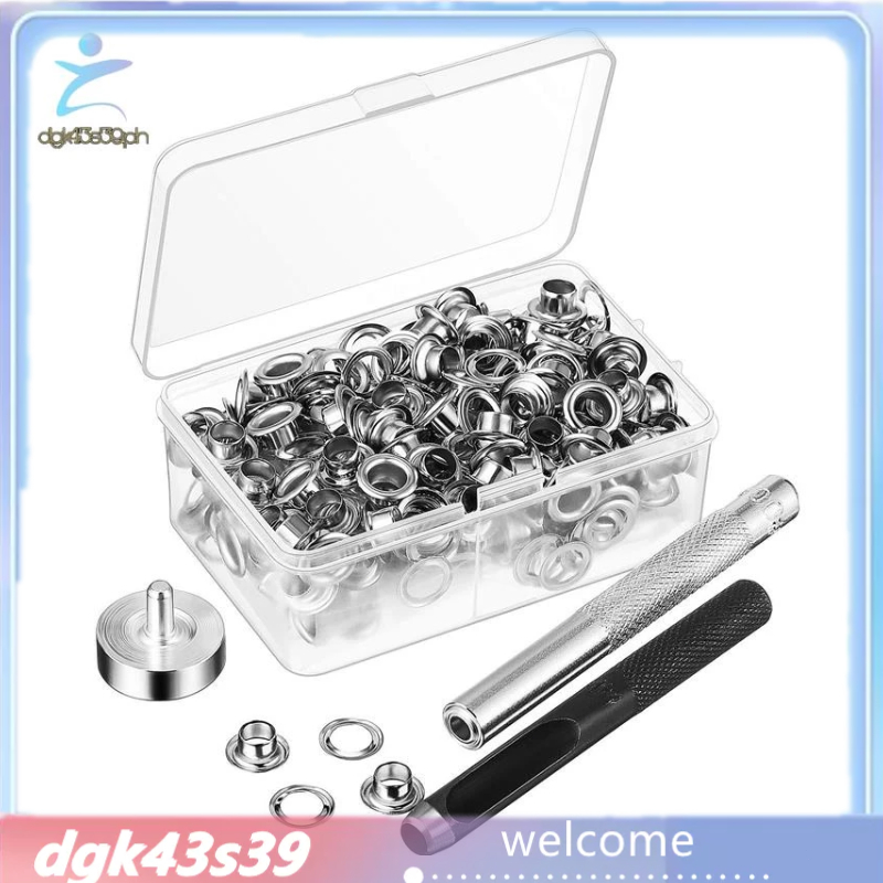 100Pcs Metal Eyelets Set 7Mm Grommet Rings Kit with Mounting Punch Rod ...
