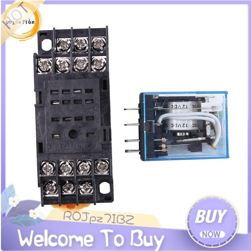 HH54P DC 12V Coil 4PDT 14 Pins Electromagnetic Power Relay DYF14A Base | Shopee Philippines