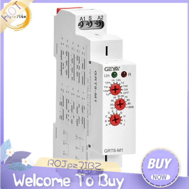 GEYA GRT8-M1 on Off Time Delay Relay 16A AC/DC12V-240V Multifunction ...