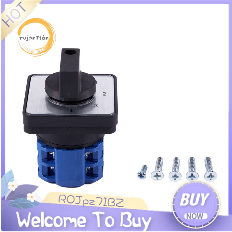 8 Terminals 5 Positions Master Control Rotary Cam Switch 20A Black+Blue ...