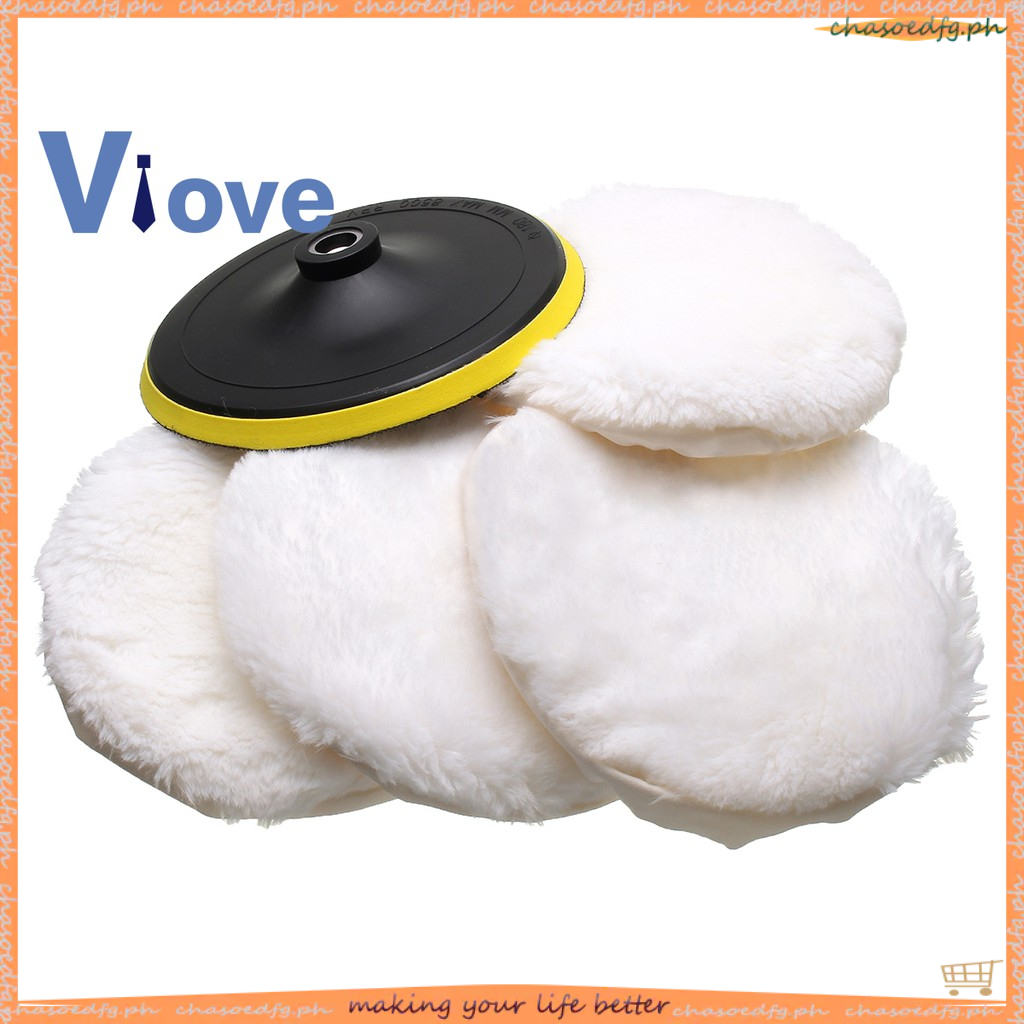 [ Lowest Price ] 5Pcs Polisher/Buffer kit Soft Wool Bonnet Pad White:4 ...