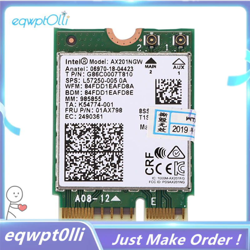 ^'for Intel Wi-Fi 6 AX201 Bluetooth 5.0 Dual Band 2.4G/5G Wireless NGFF ...