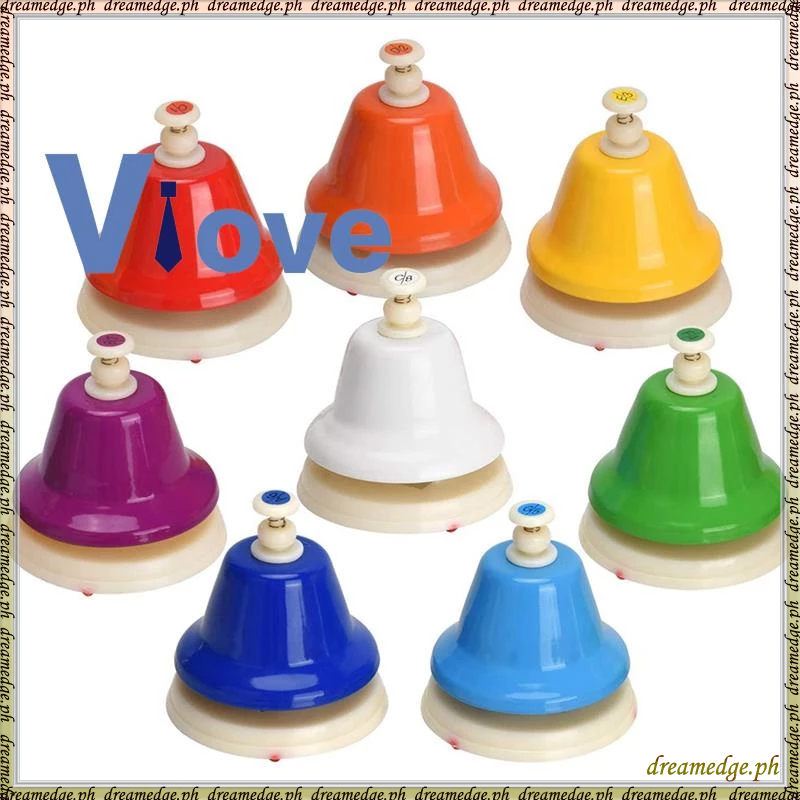 Desk Bells, 8 Notes Diatonic Metal Hand Bells, Rainbow Music Bells ...