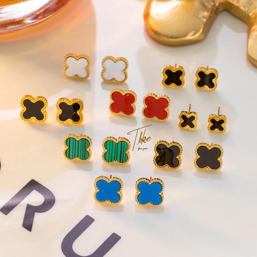 Tala 18K Gold Inspired - Titanium steel Four leaf clover Eareings For ...