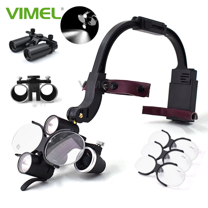 6X Dental LED Surgical Headlight 5W Magnifier Binocular Loupes With ...