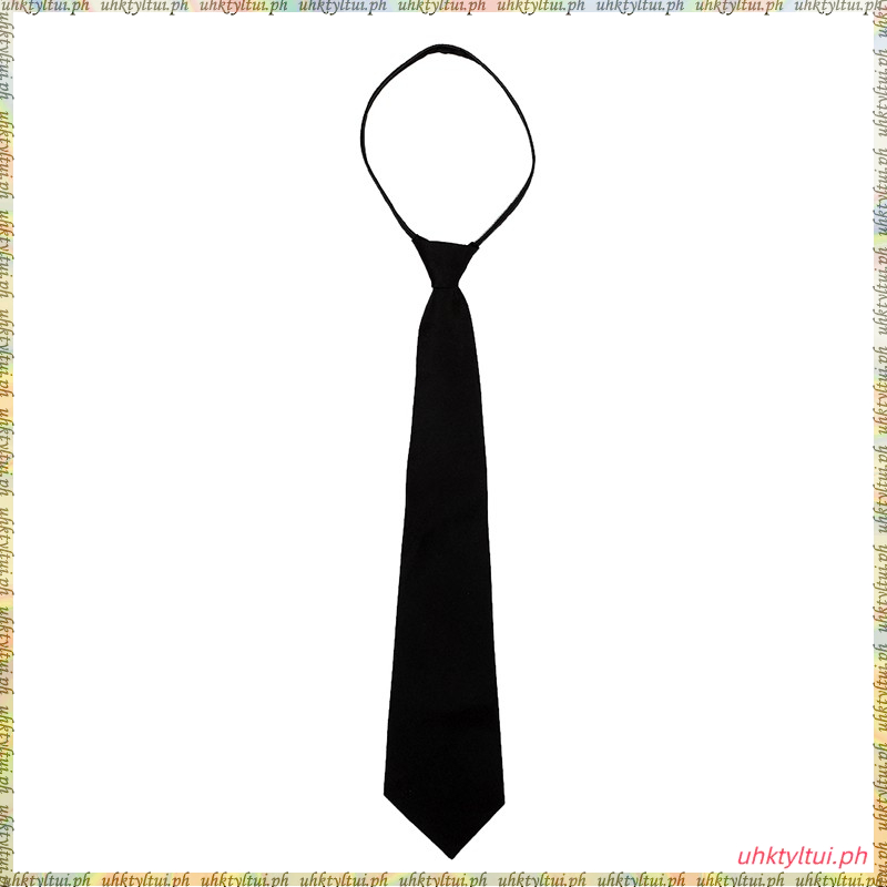 Men Solid Black Polyester Zip Up Necktie Smooth Zipper Tie | Shopee ...
