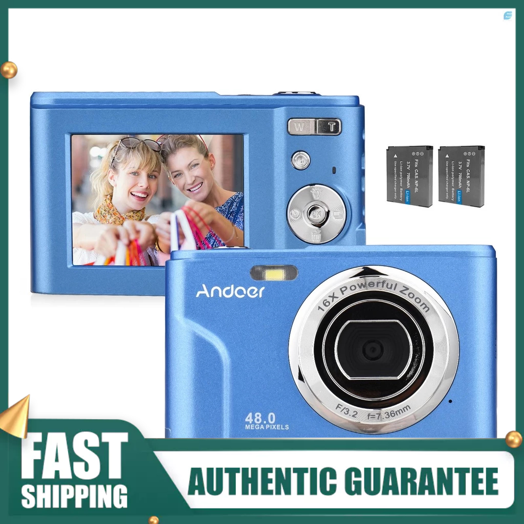 Andoer Portable Digital Camera 48MP 1080P 2.4-inch IPS Screen 16X Zoom ...