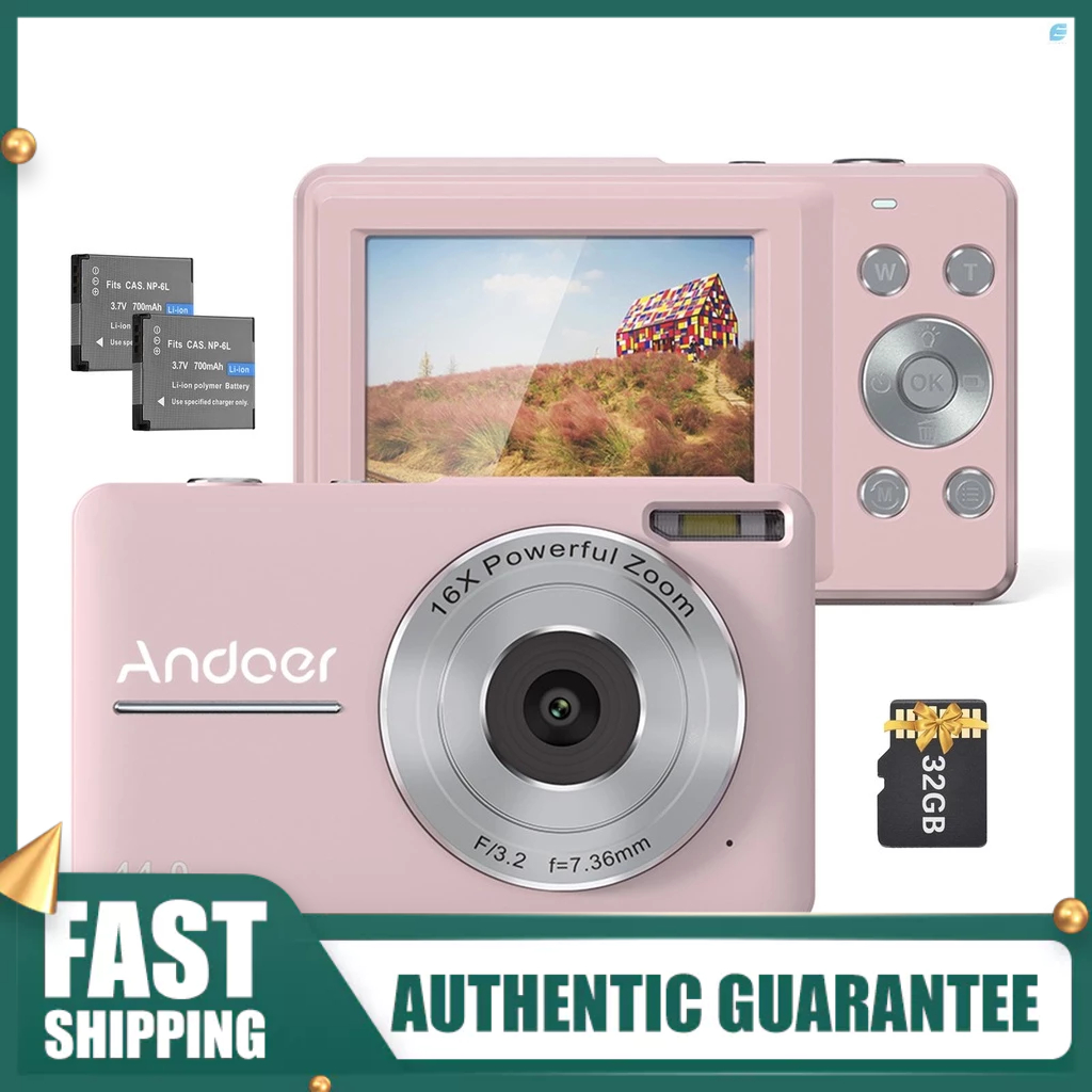 Andoer Portable 1080P Digital Camera Video Camcorder 44MP Auto Focus 2. ...