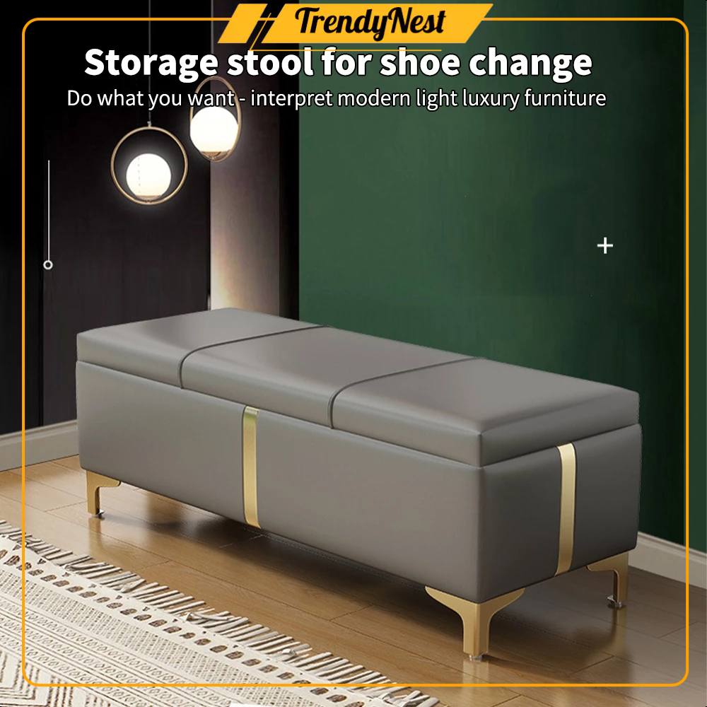 80CM Aesthetic Sofa Storage Box Rectangular Storage Stool Sit Sofa ...
