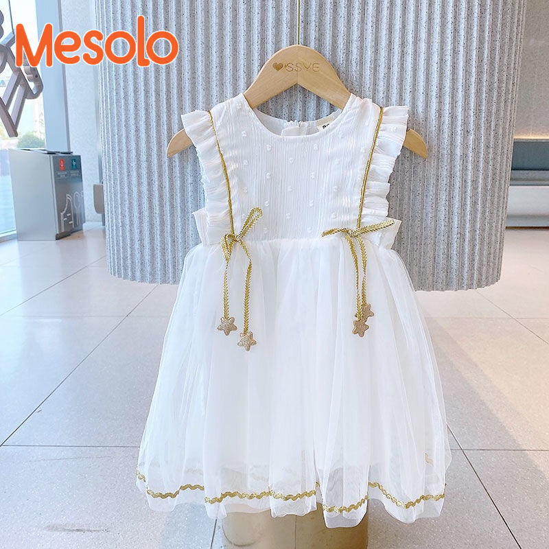 Mesolo White Princess Dress For Kids Girl Baby Girl Dress Solid Color ...