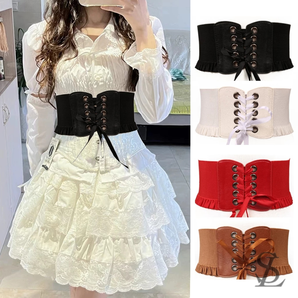 Wide Waist Band Lace Up Strap Elastic Belt Punk Women SL | Shopee ...