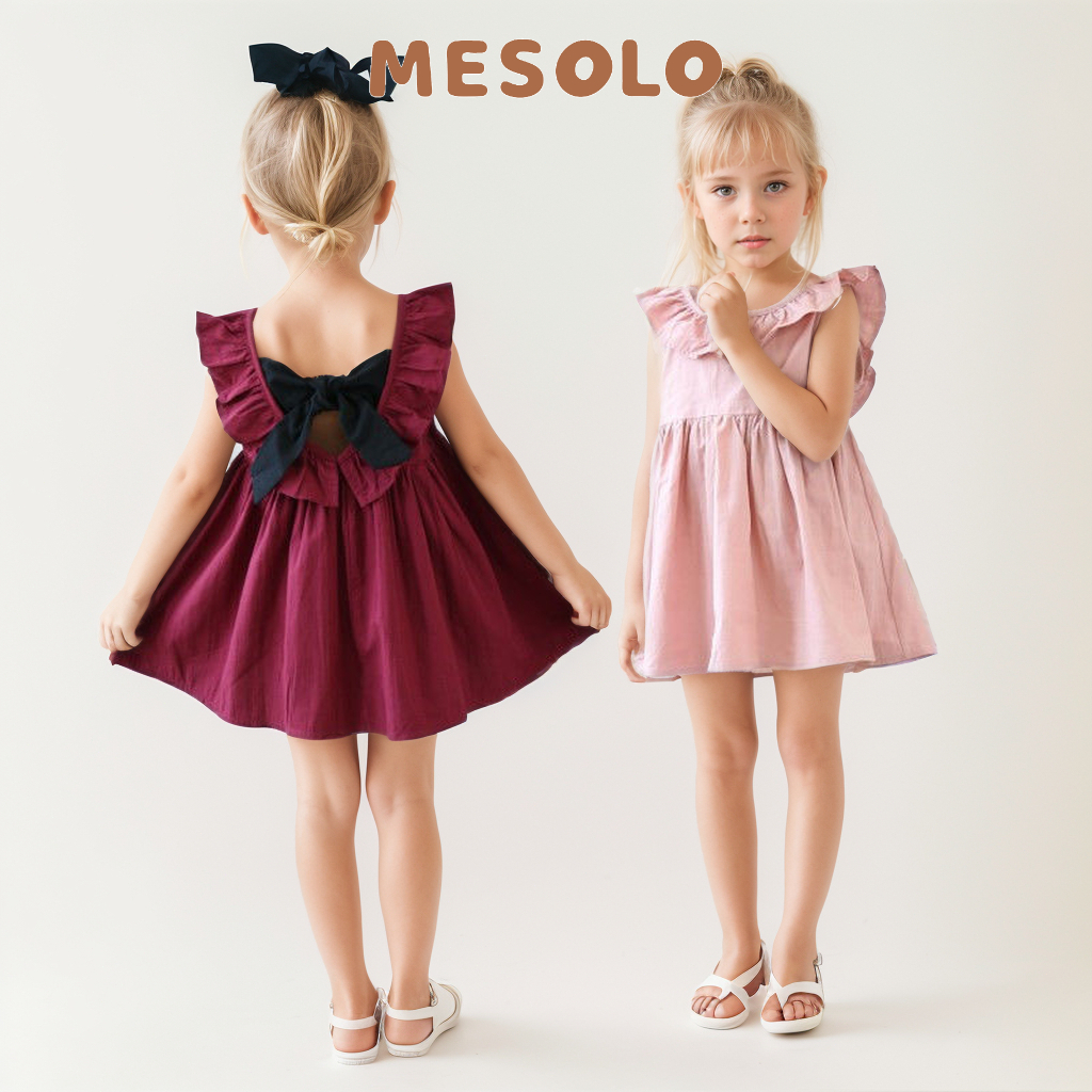 Kids Girl Dress Short Sleeve Bowknot Backless Dress For Girls Kids ...