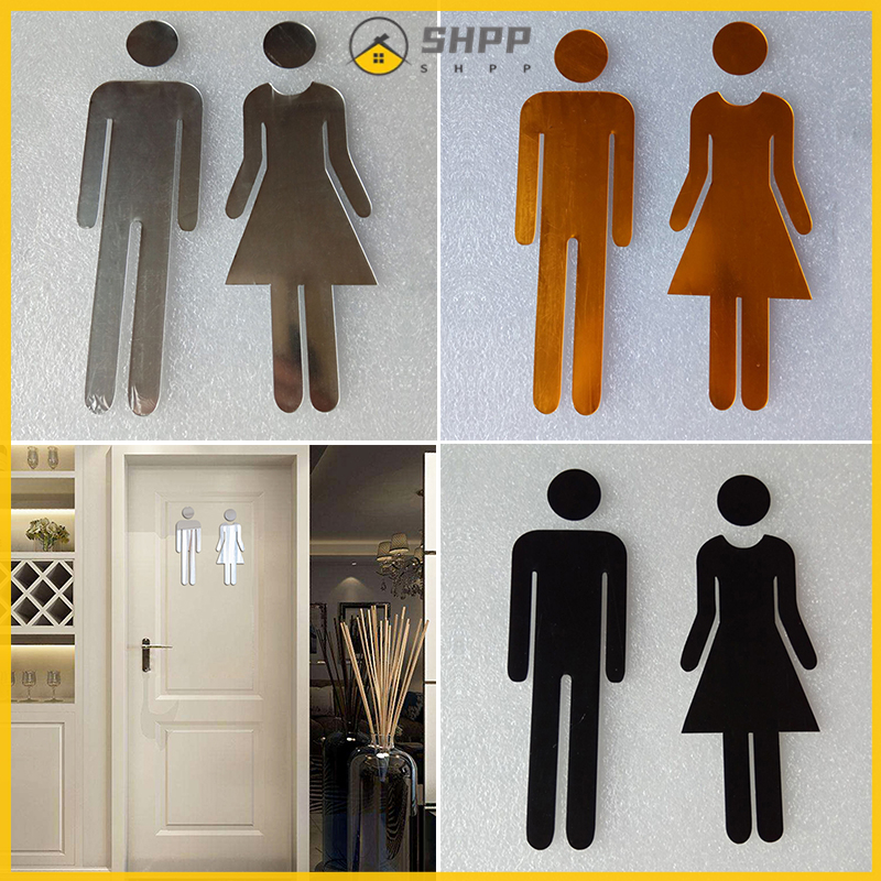 Boys/Girls Toilet Sign Wall Sticker Black Bathroom Restroom WC Door ...