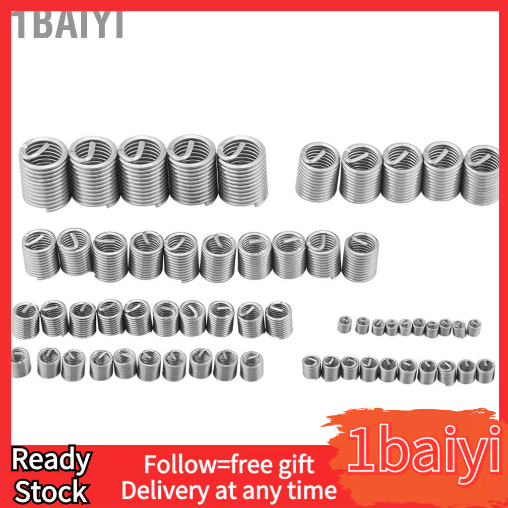 1baiyi Wire Screw Sleeve Helical Threaded Inserts 60pcs Stainless Steel ...