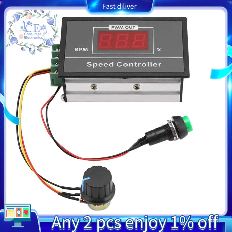 DC Motor Speed Controller DC 6-60V 12V-48V 30A PWM Adjustable Stepless Governor Regulator Motor ...