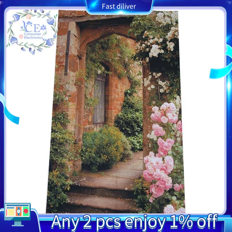 3x5ft Photo Backdrop Vinyl Collapsible Background Pink Rose Brick Arch ...