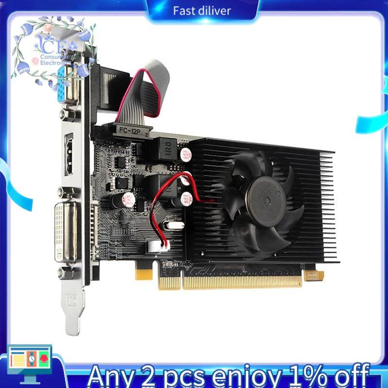 HD7450 Graphics Card 64Bit 2GB GDDR3 PCI-E 2.0 X16 HDMI-Compatible VGA ...