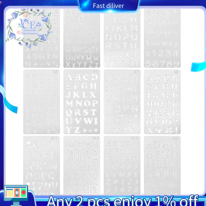 12 Pcs Alphabet Stencils Reusable Letter Painting Stencils Plastic DIY ...