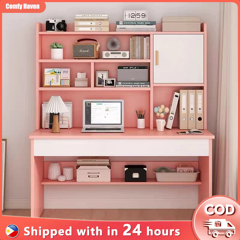 Computer table Home Study Desk bookshelf integrated desk student ...
