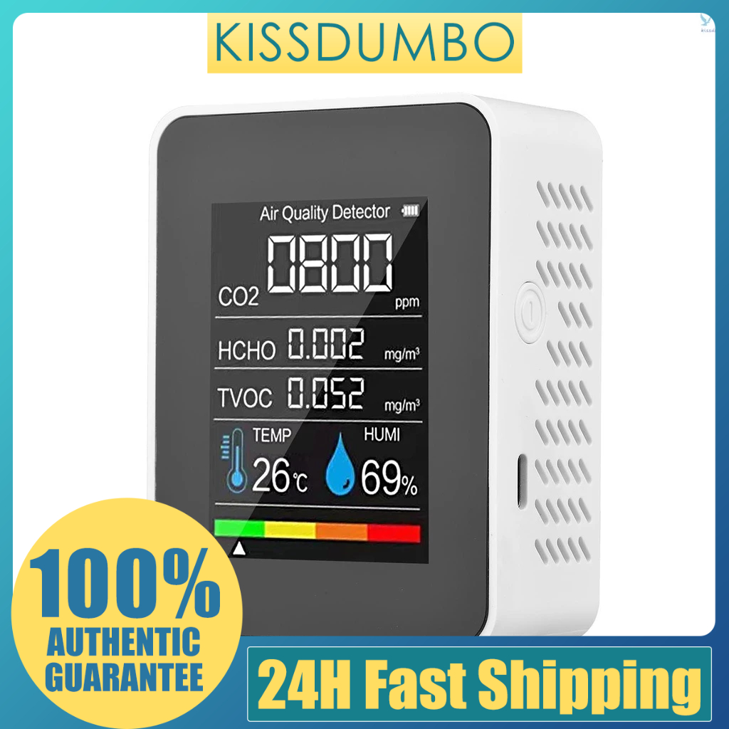 Portable Air Quality Monitor Indoor CO2 Detector 5 in 1 Formaldehyde ...