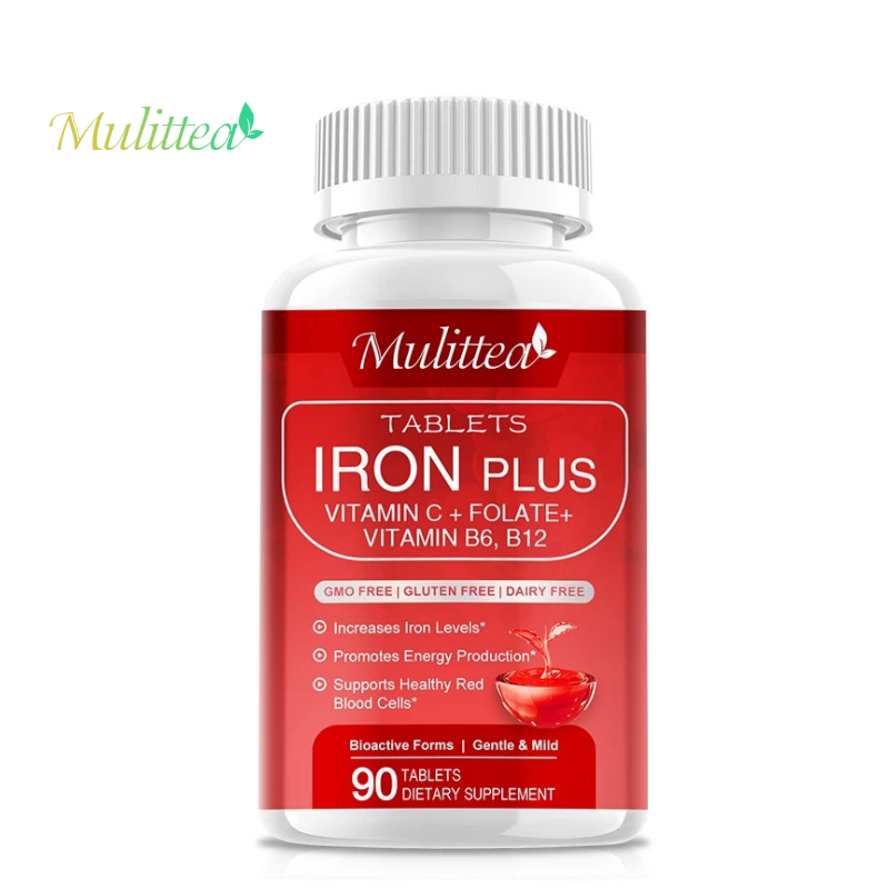 Mulittea Iron Plus Vitamin C + Folate + Vitamin B6, B12 Tablets Heart ...