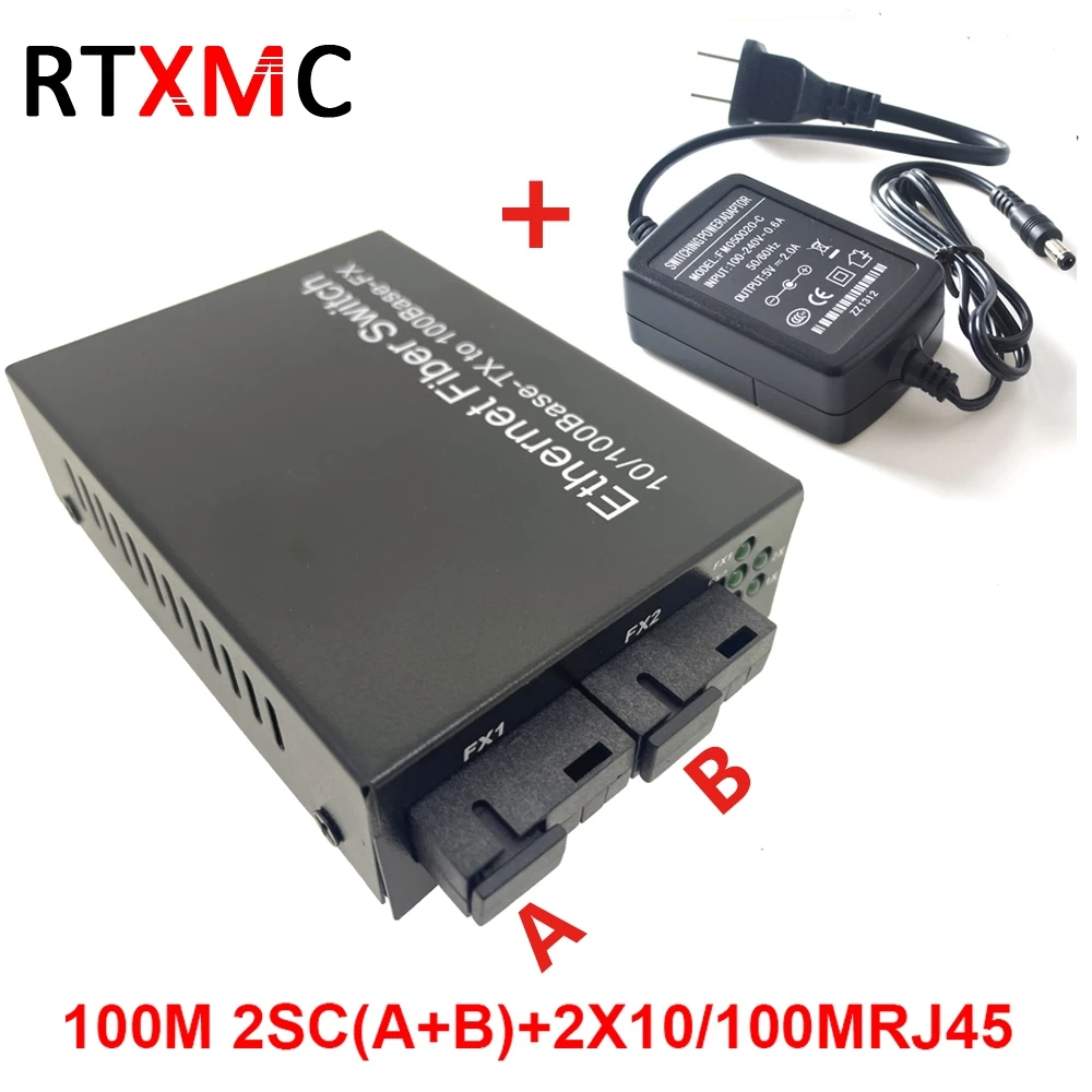 2 SC Port 2 RJ45 Reverse POE 10/100Mbps Fast Ethernet Switch 25KM Fiber ...