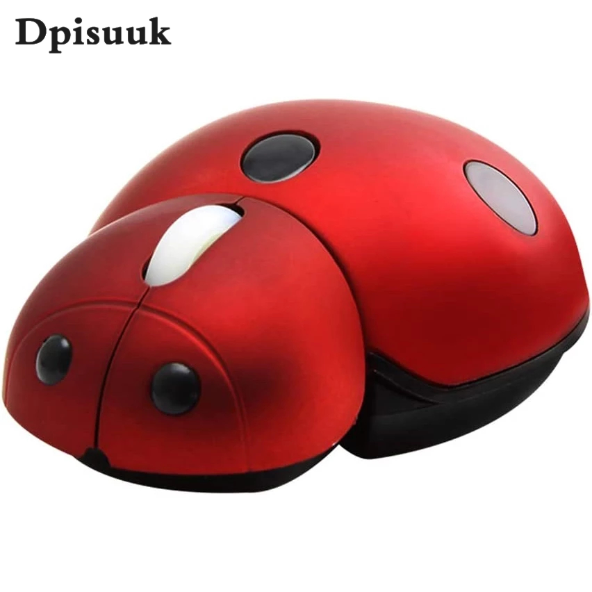 Mini Small Wireless Mouse For Kids Cute Animal Ladybug Shape 3000DPI ...