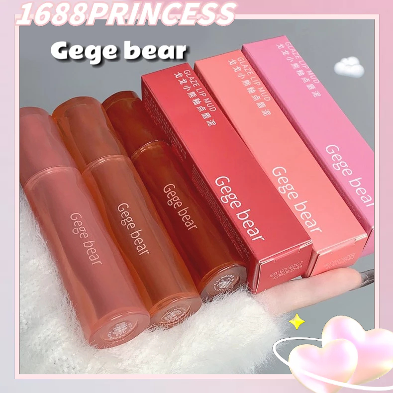 PP Gege Bear Lip Gloss Lip Glaze Red Tube Matte Velvet Water Proof Lasting Lipstick | Shopee ...