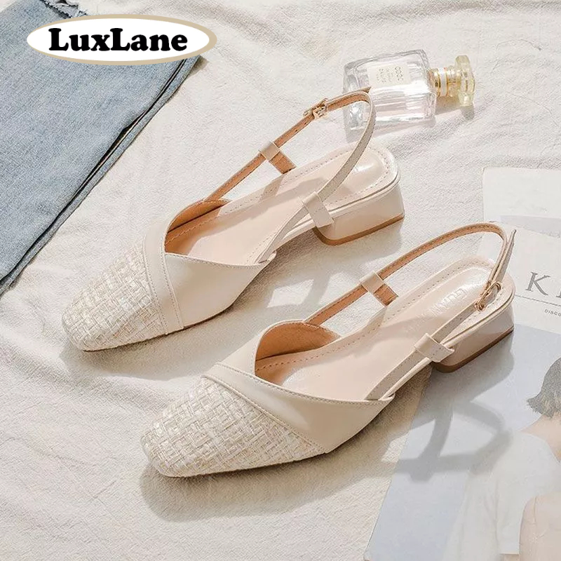 LuxLane Square Toe Sandals for Women with 2 inches Heel Fashion Gentle ...