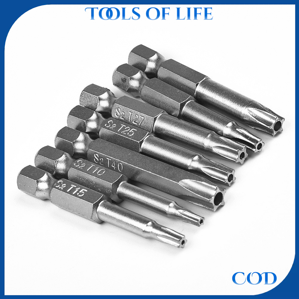 7pcs 50mm 1/4 inch Hex Shank Five Star Point Magnetic Torx Screwdriver ...