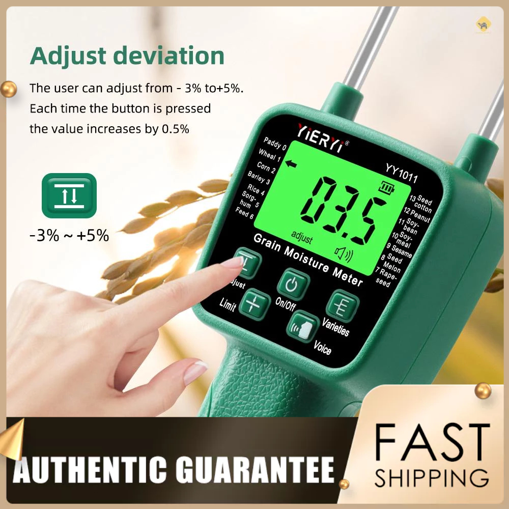 Digital Cereal Hygrometer 14 Kinds Grain Moisture Meter Voice Alarm ...