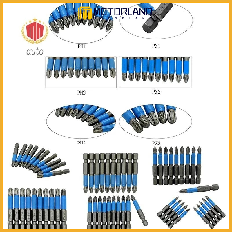 10pcs 50mm Screwdriver Bit Magnetic Single Head Tool Set PH1/PH2/PH3 ...