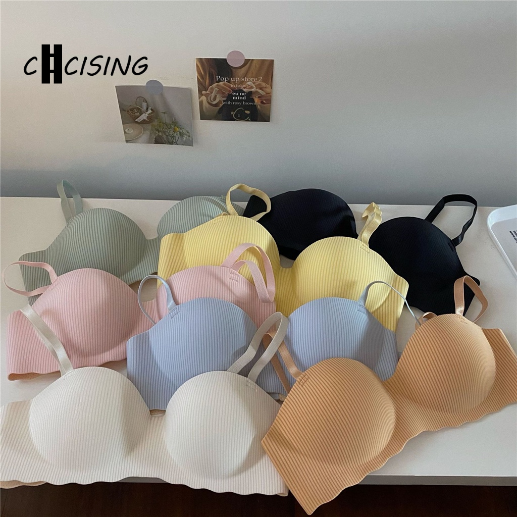 【CICISING】Hot-Selling Seamless Glossy Small Chest Gathering Bra Set No ...