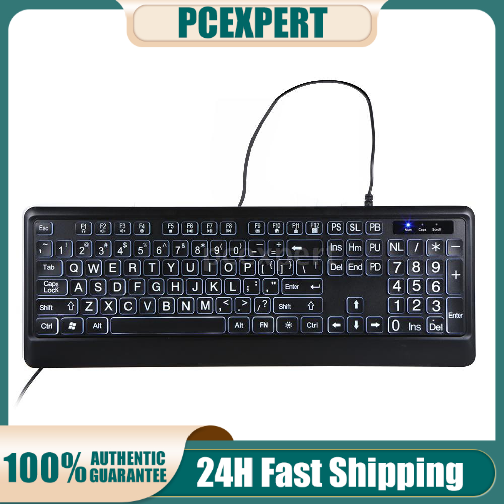 USB Interface Large Print Tri-Color Backlit Wired Keyboard | Shopee ...