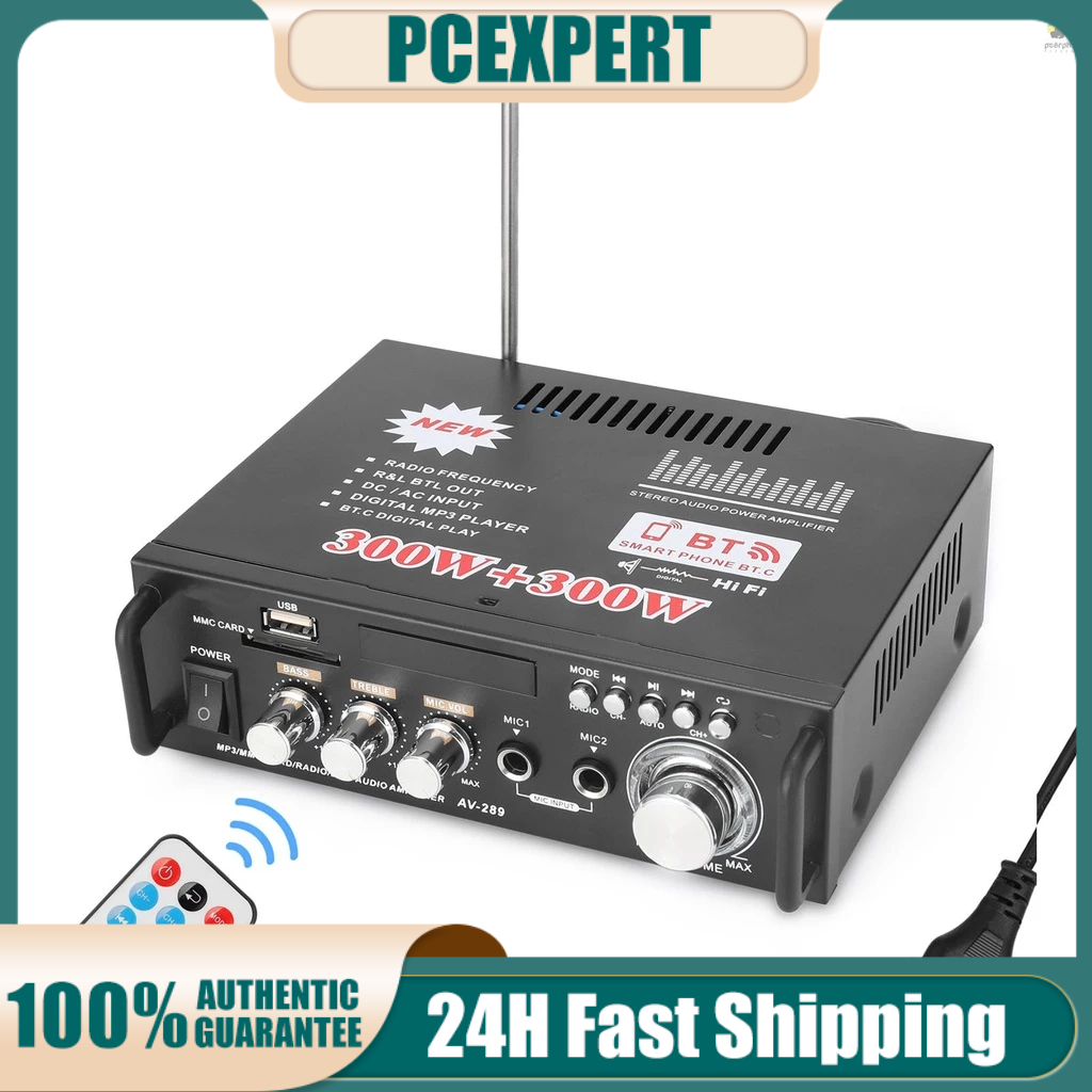pcerph) 12V/ 220V Mini 2CH LCD Display HIFI Audio Stereo Power ...