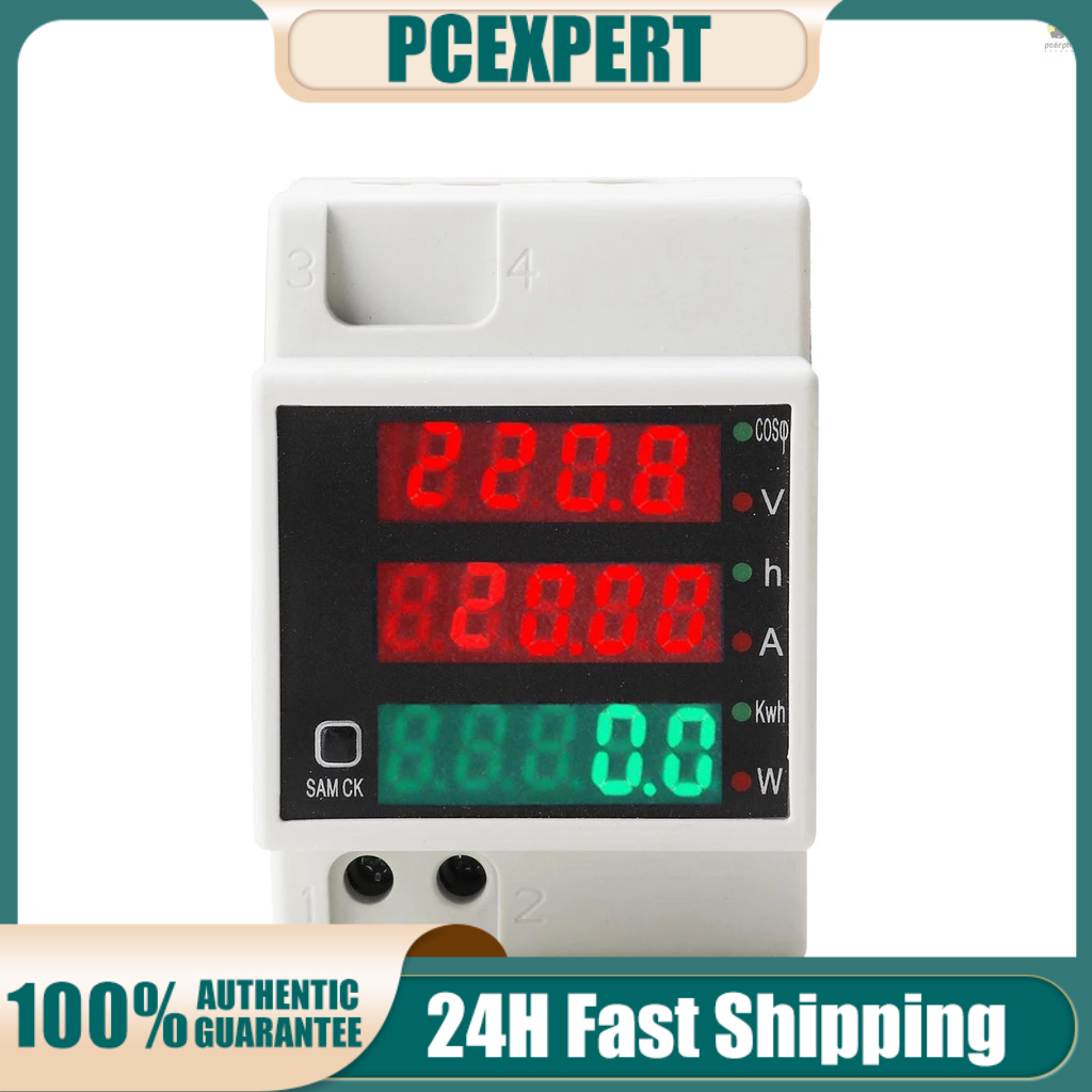pcerph)AC80-300V 100A Digital Energy Meter DIN Rail Multimeter Electric ...