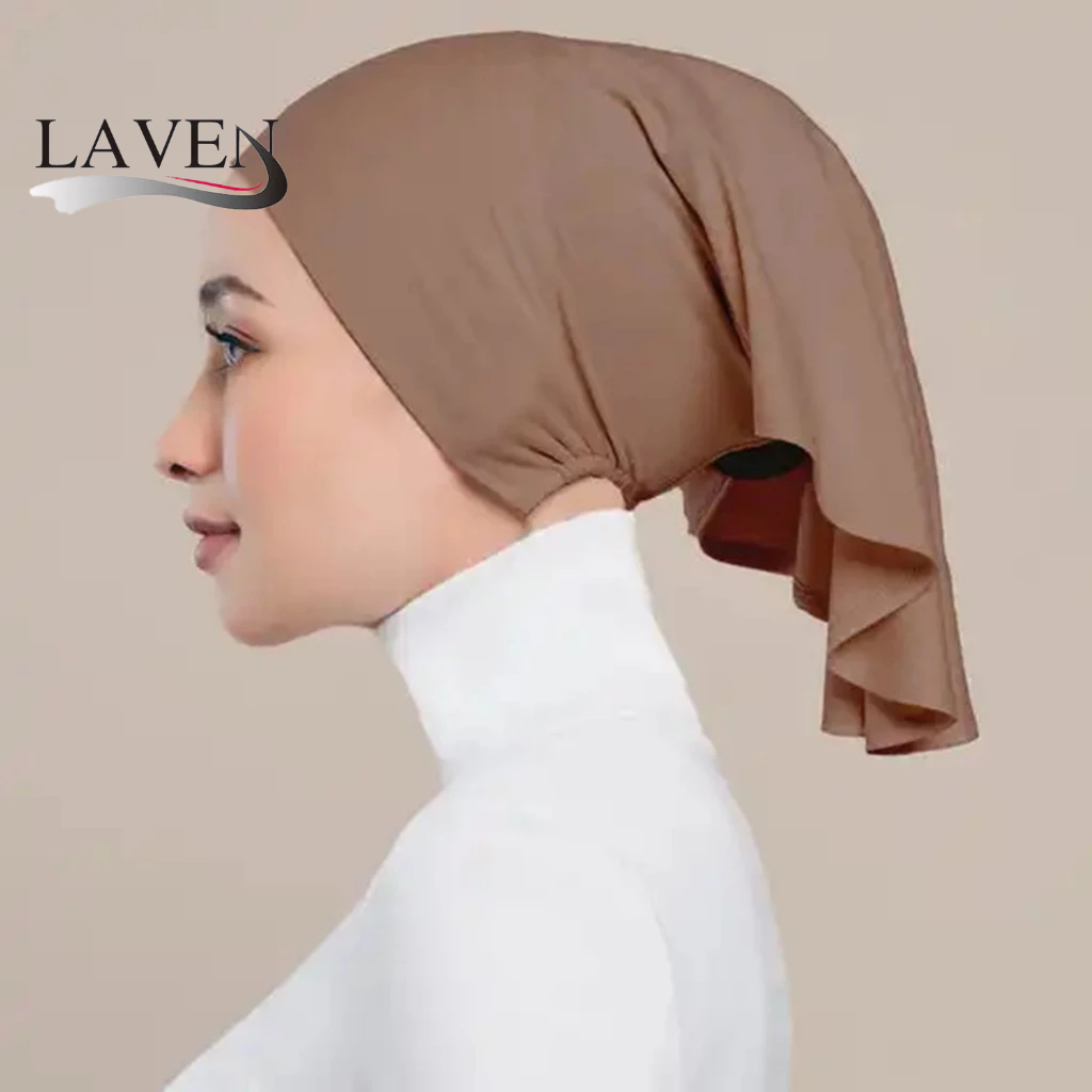 LAVEN Muslim Inner Hijab Plain Long Tail Elastic Bottom Inner Women ...