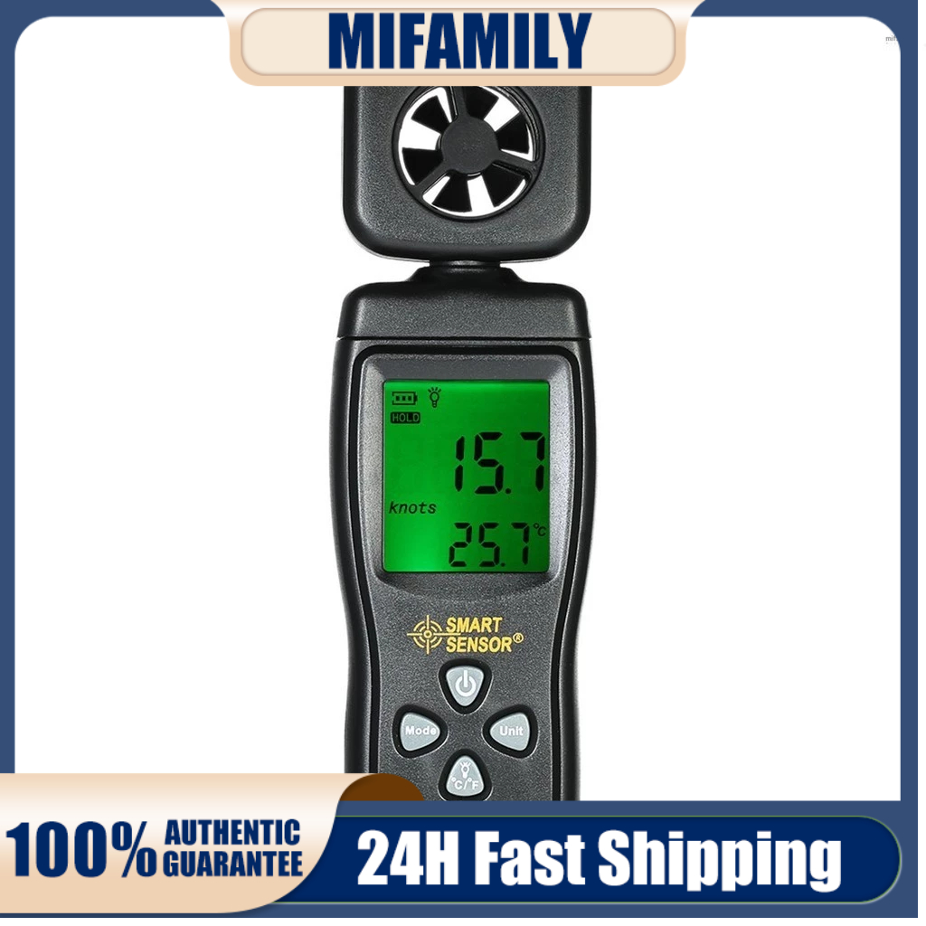 MIF)SMART SENSOR Mini Anemometer LCD Digital Wind Speed Meter Air ...
