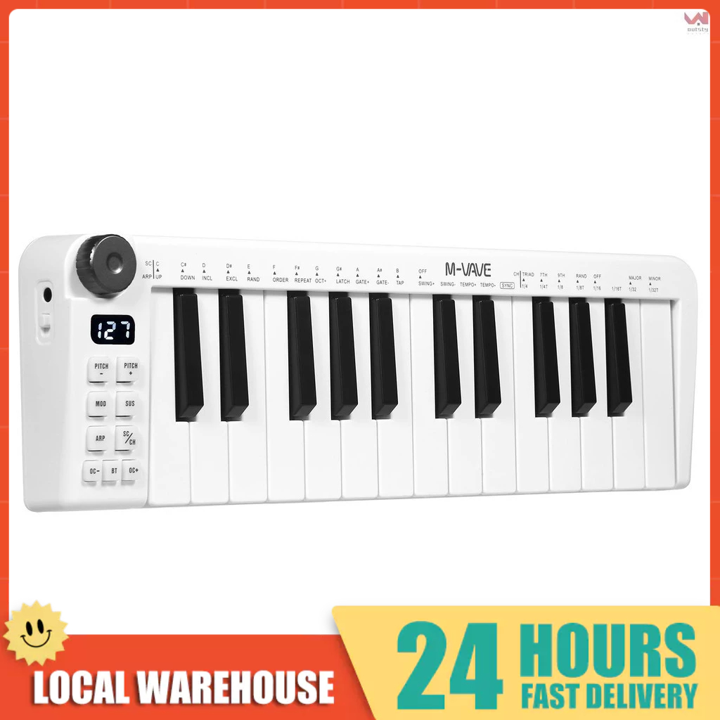 M-VAVE SMK-25mini MIDI Keyboard Rechargeable 25-Key MIDI Control ...