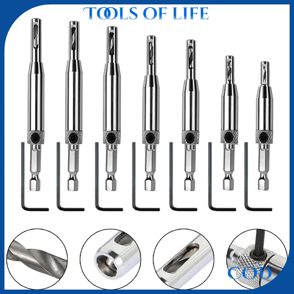 High Speed Steel Self Centering Hinge Tapper Core Drill Bit Set with L ...