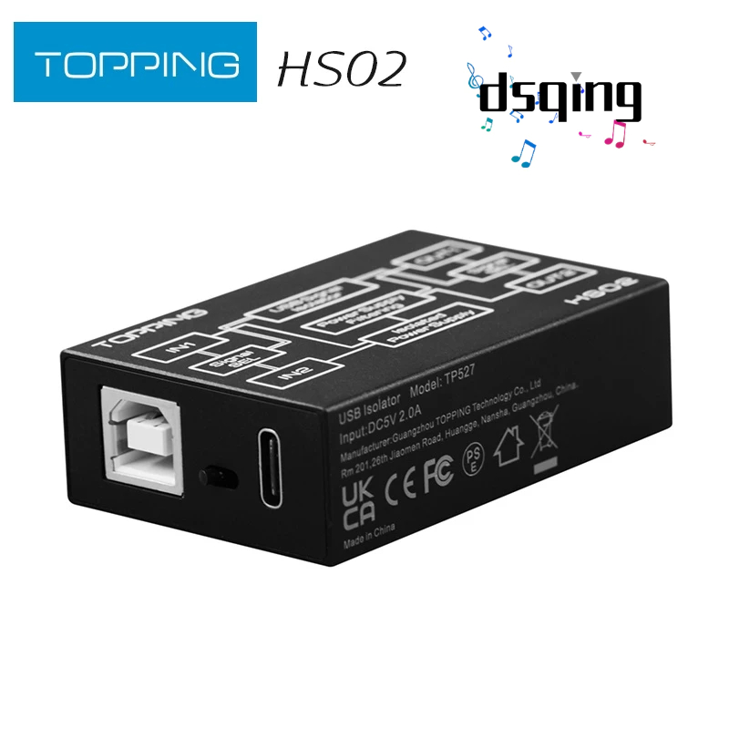 TOPPING HS02 USB 2.0 High Performance Audio Isolator with USB-B and Type C Input High Speed and ...