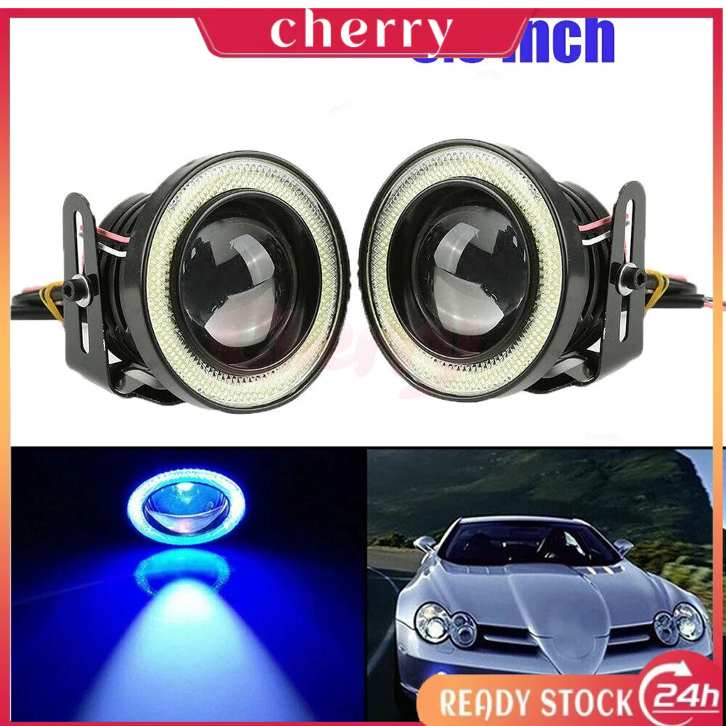 2pcs 3.5 inch Car COB LED Angel Eyes Fog Light Ring Lens Projector Halo Ring Fog Lamp | Shopee ...