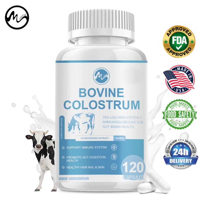 Minch Bovine Colostrum 1000mg Probiotic Blend Omega3 Capsules Digestion ...