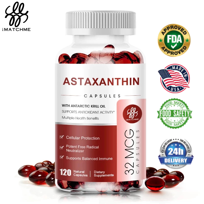 iMATCHME Astaxanthin Capsules With Antarctic Krill Oil Fish Oil EPA/DHA ...