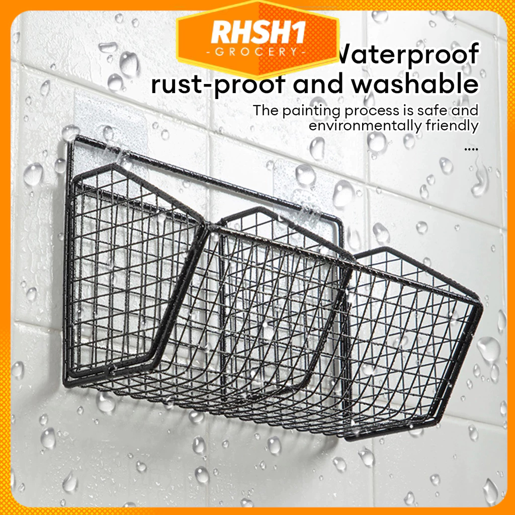 Metal Wire Bin Basket Wall Mount Rack Pantry Kitchen Bathroom Storage ...