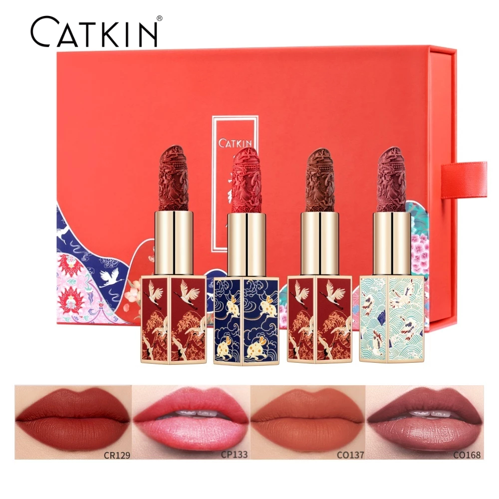 CATKIN ROUGE Lipstick 4PCS/SET Gift Set Velvet Moisturizing Long Lasting | Shopee Philippines
