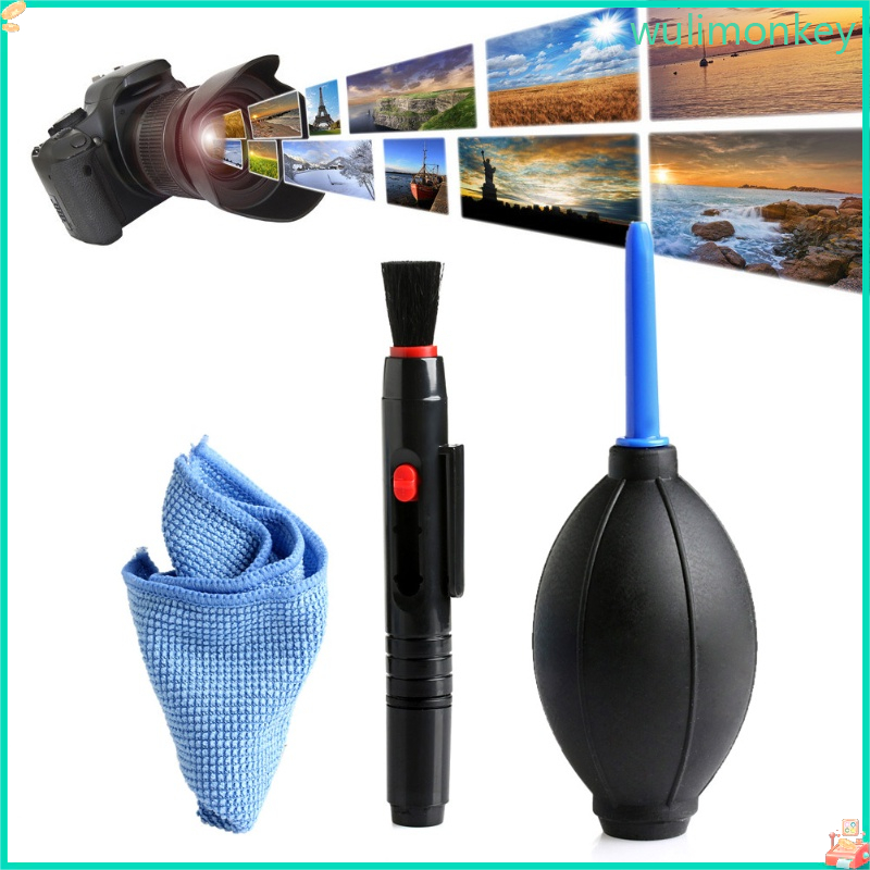 3 in 1 Lens Cleaning Cleaner Set DSLR VCR Camera Dust Pen Blower Wiper ...