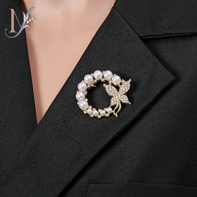 LMLAVEN Butterfly Shaped Scarf Pearl Scarf Pin Brooch Muslim Hijab Pins ...