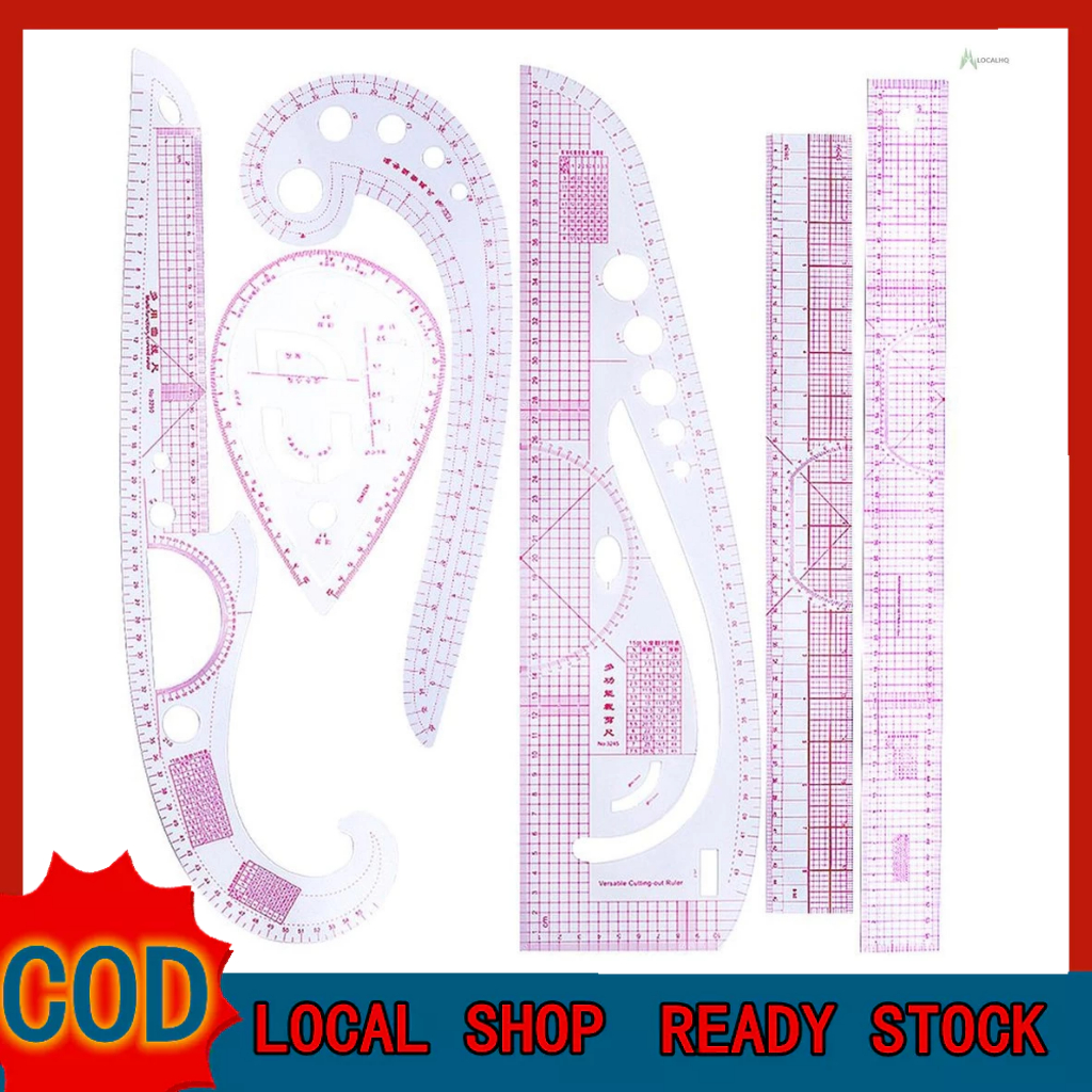 6PCS French Metric Ruler Clothing Fashion Ruler Curve Shaped Grading ...
