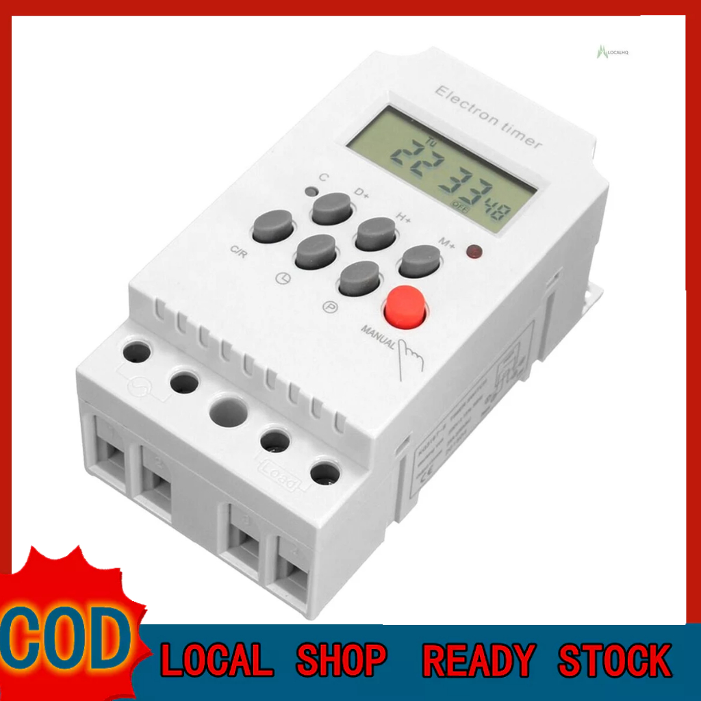 AC 220V 25A Digital Programmable Timer Din Rail Electronic Timer Time Switch Controller with LCD ...